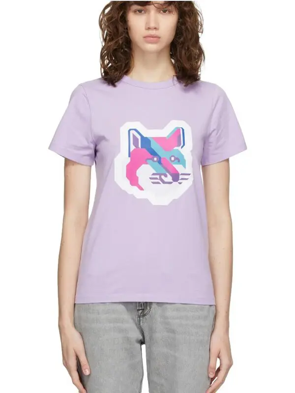 Maison Kitsuné Fox Head" Graphic Print T-shirt - Purple