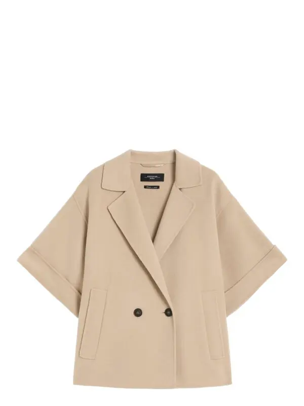 Max Mara Short Wool Broadcloth Coat - Nude