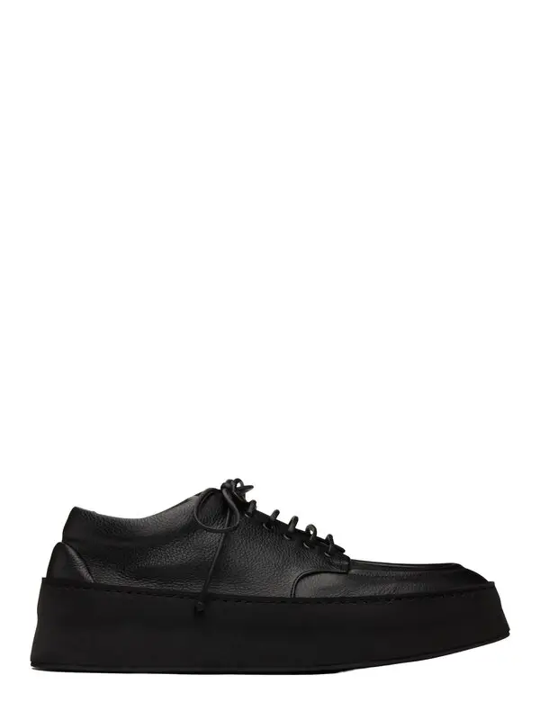 Marsèll Pebble-grained Leather Moc Toe Derby Shoes - Black