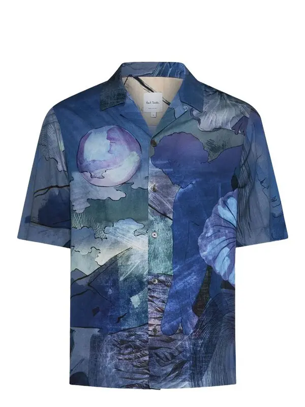Paul Smith Graphic Printed Short-sleeved Shirt - Blue