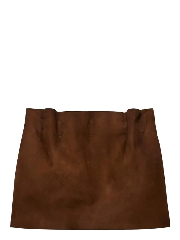 Prada Elasticated-waistband Mini Skirt - Cocoa Brown