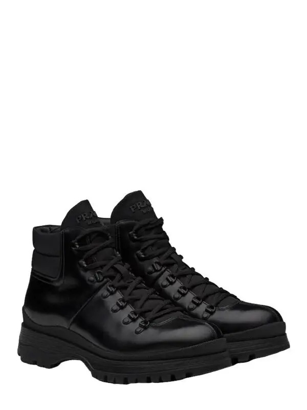 Prada Brixxen Lace-up Ankle Boots - Black