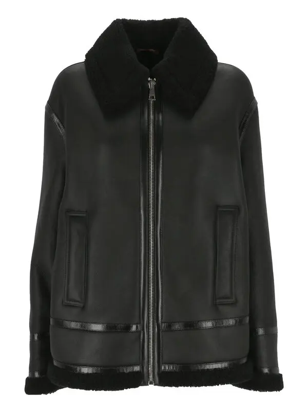 Gucci Collared Zip-up Jacket - Black