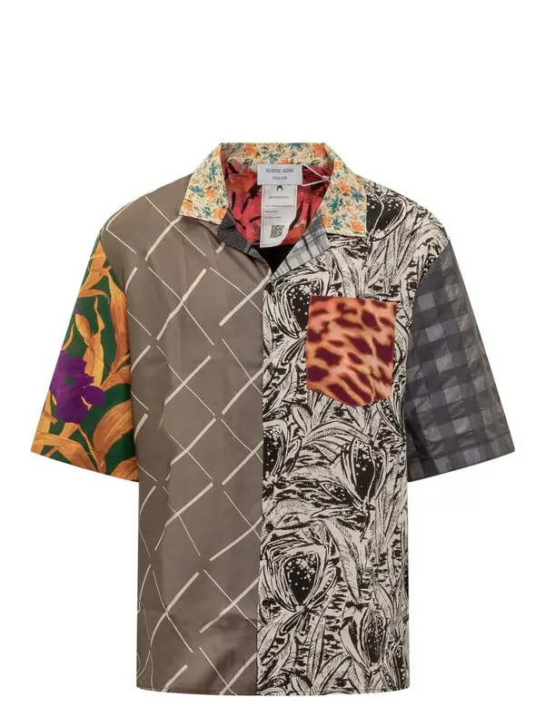 MARINE SERRE Patchwork Bowling Shirt - Multicolor