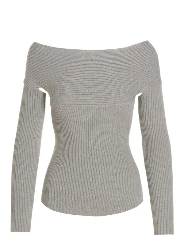 Khaite Salma Open-back Ribbed Knit Sweater - Gray