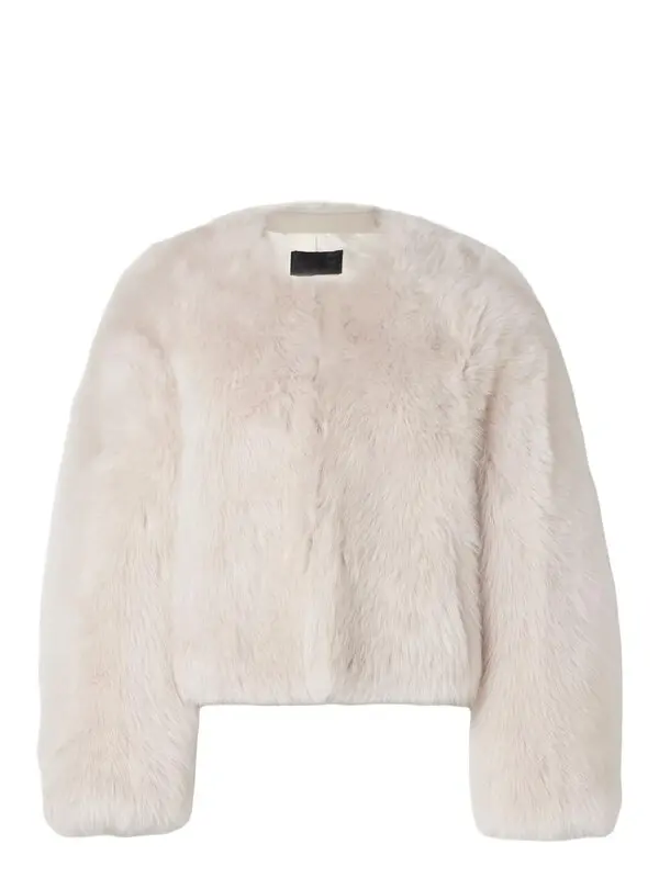 NILI LOTAN Elan Short Fur Coat - Ivory