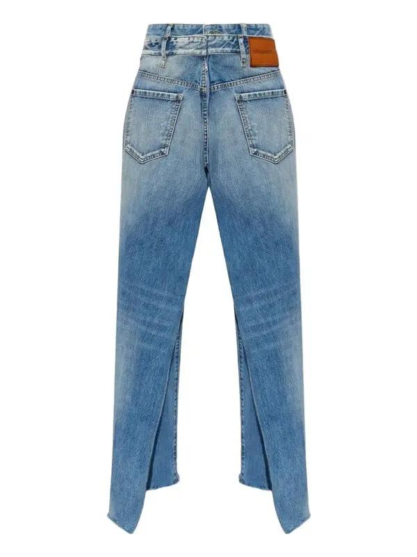 Dsquared2 Sash Detailed Frayed Wide-leg Jeans - Blue