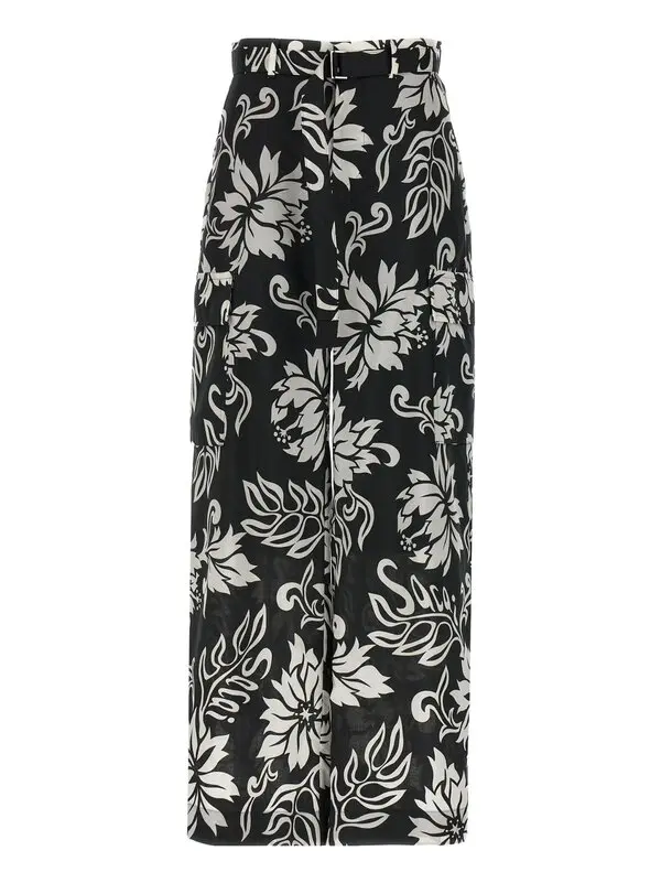 Sacai All-over Printed Belted Trousers - Black