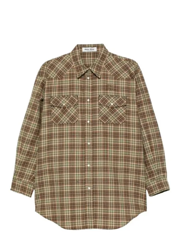Miu Miu Plaid Long Sleeve Shirt - No