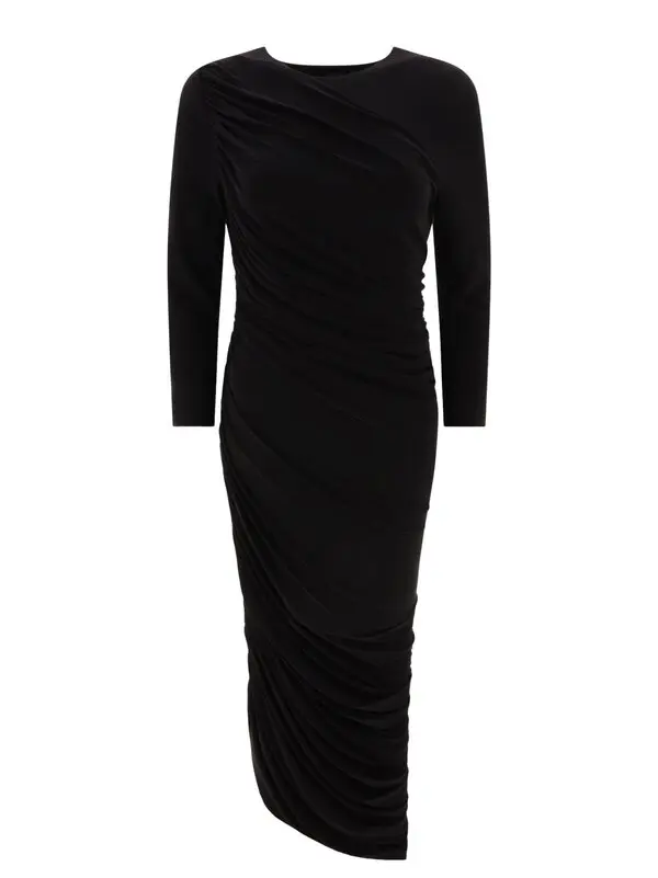 Norma Kamali Diana Ruched Long Dress - Black