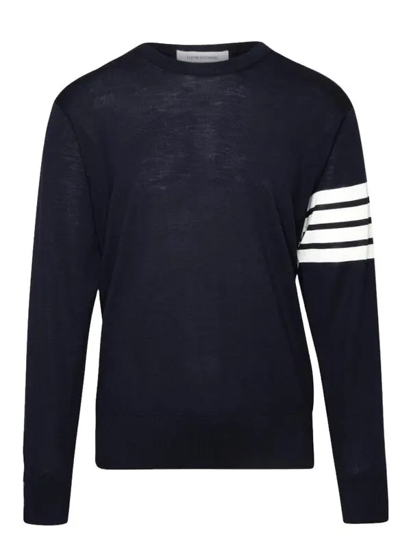 Thom Browne Four-bar Crewneck Knit Jumper - Navy Blue