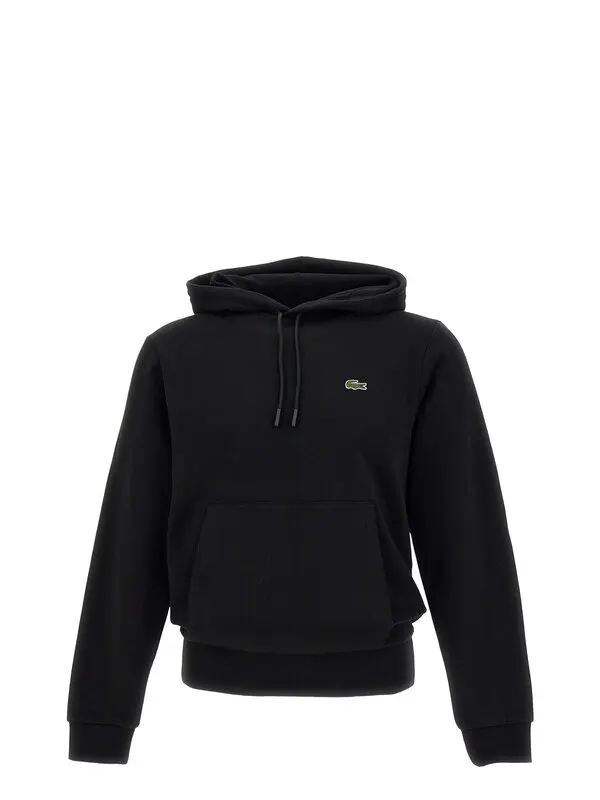 Lacoste Embroidered Logo Drawstring Hoodie - Black