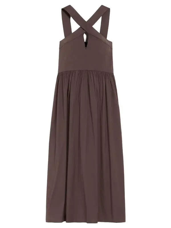 Max Mara V-neck Poplin Midi Dress - Brown