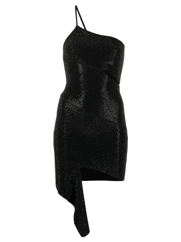 ANDREĀDAMO Embellished One-shoulder Mini Dress - Black