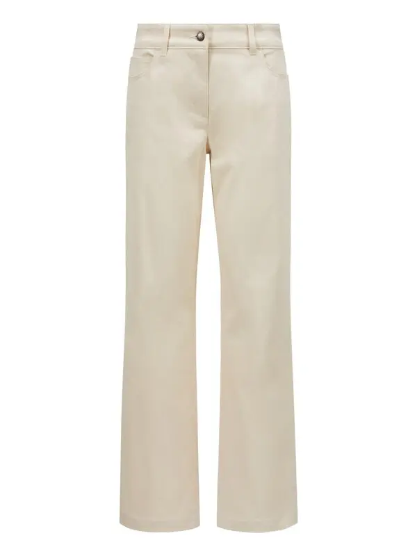 Moncler Gabardine Straight Leg Trousers - White Ivory