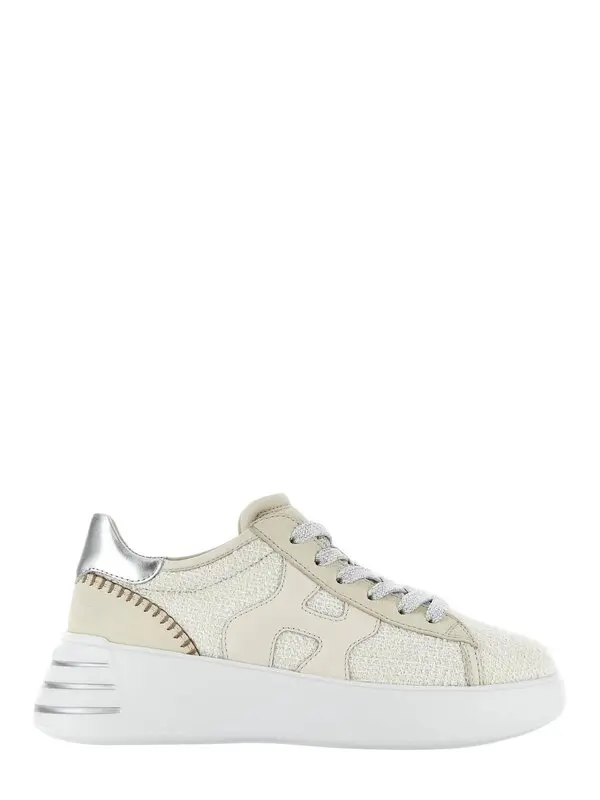 Hogan Rebel Lace-up Sneakers With Textured H-side Detail - White