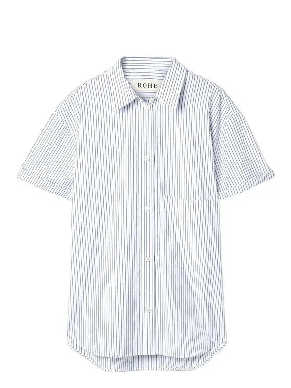 RÓHE Short Sleeve Shirt With Lapel Collar - White