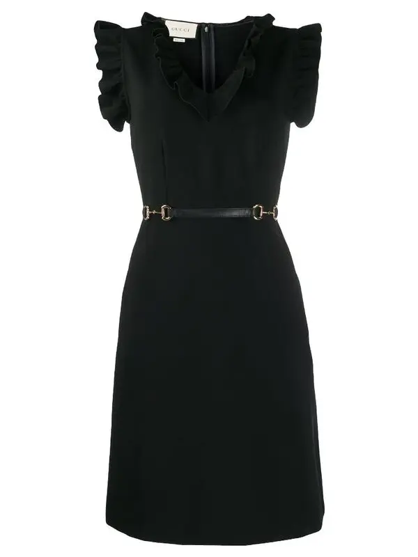 Gucci Ruffled Sleeveless Dress - Black