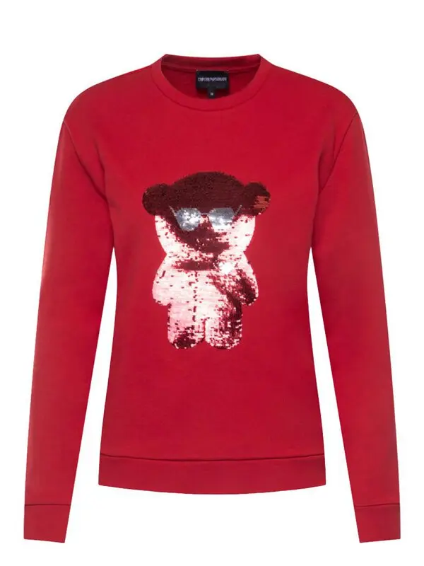 Emporio Armani Sequined Teddy Bear Sweatshirt - Red