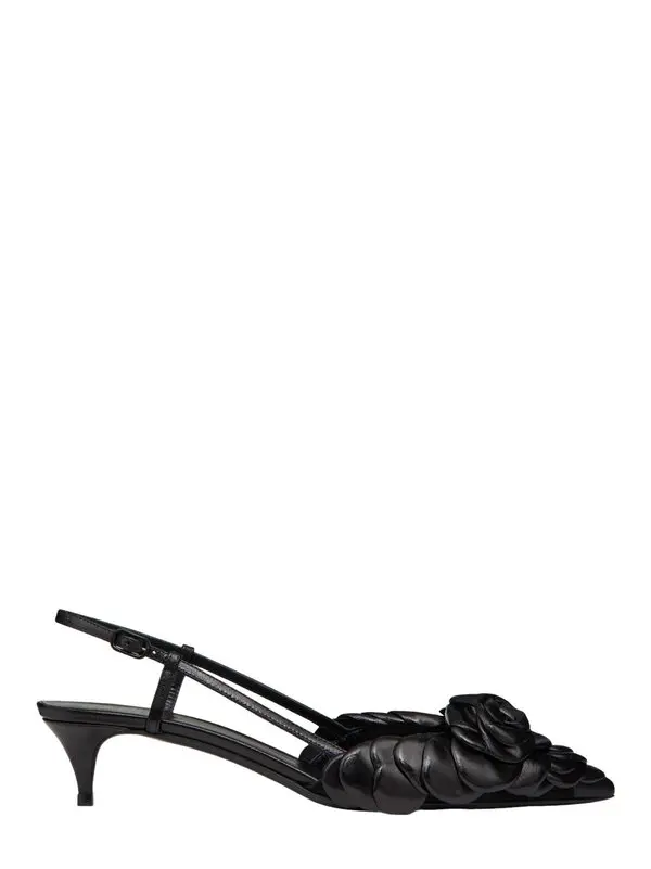 Valentino Garavani Floral Embellished Slingback Pumps - Black