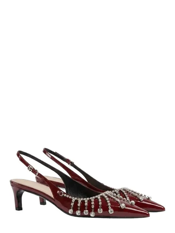 Gucci Embellished Slingback Pumps - Red