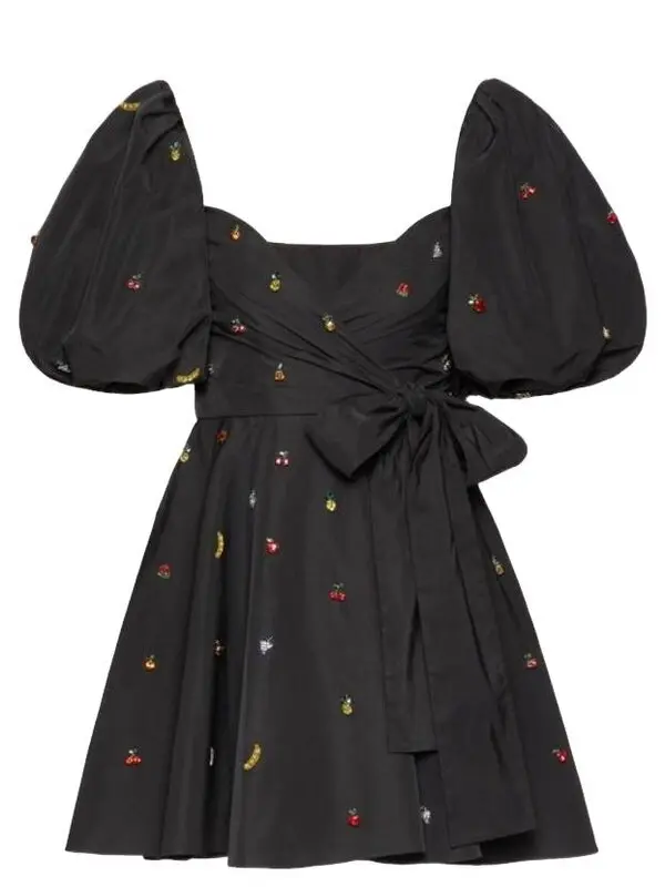 Valentino Garavani Mini Dress With Fruit Embellishments - Black