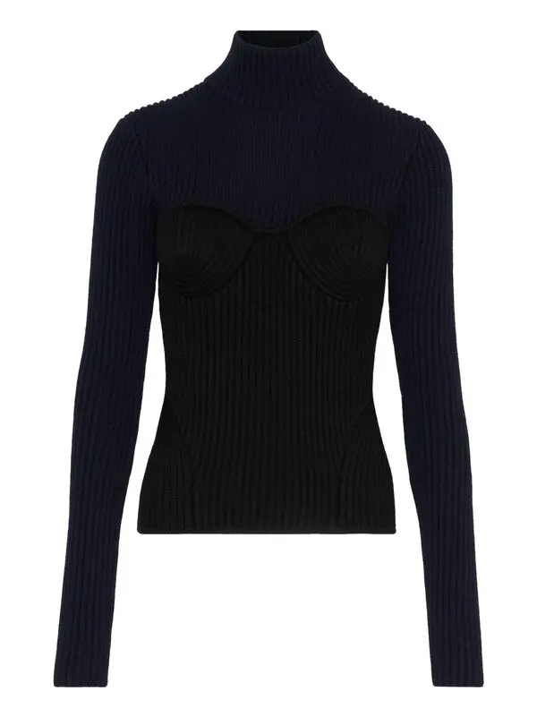 JEAN PAUL GAULTIER Ribbed High-neck Sweater - Black