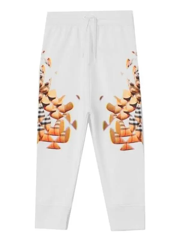 Burberry Thomas Bear Print Cotton Tracksuit Bottoms - White