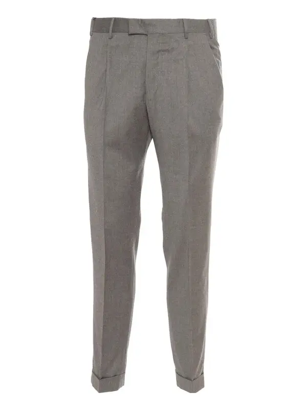 PT TORINO Pleat-detailed Tapered-leg Trousers - Gray