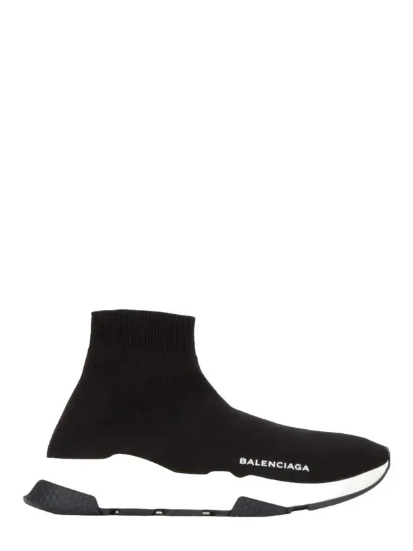 Balenciaga Speed Logo Print Stretch-knit High-top Sneakers - Black