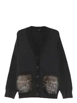 Fabiana Filippi Long-sleeved V-neck Knitwear - Black