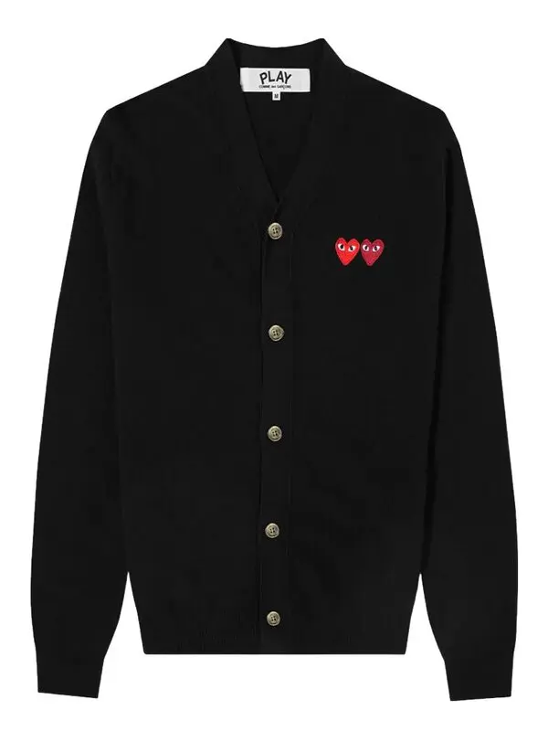 Play Comme Des Garcon Heart-patch Wool Cardigan - Black