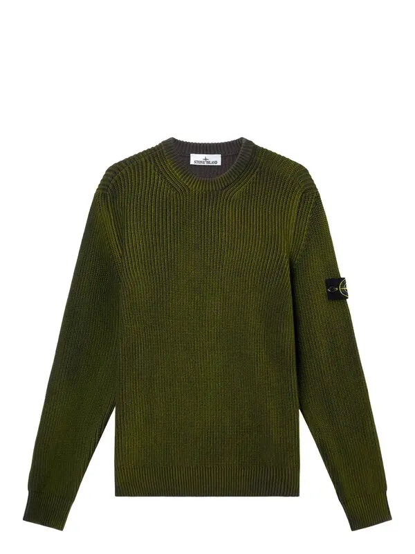 Stone Island Logo Patch Knitted Jumper - Fern