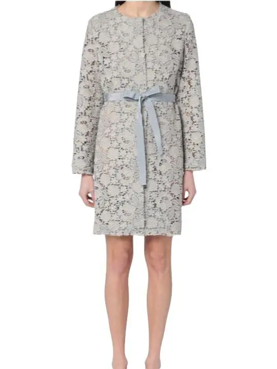 P.a.r.o.s.h Lace Detailed Long Jacket - Grey