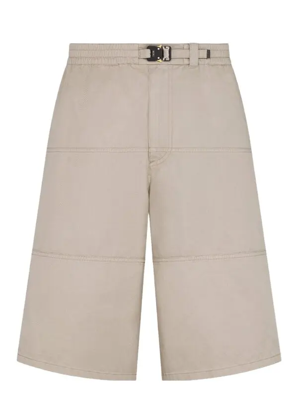 Dior Cotton Gabardine Shorts With Buckle Detail - Beige
