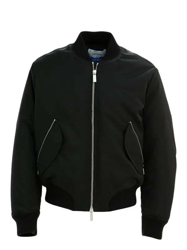Off-White Zip-up Padded Bomber Jacket - Black
