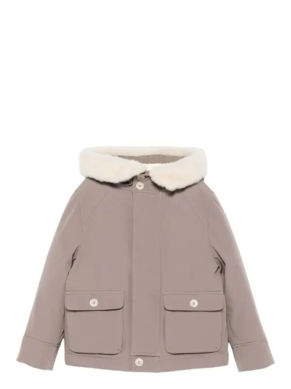 Brunello Cucinelli Hooded Fleece-trimmed Jacket - Nude