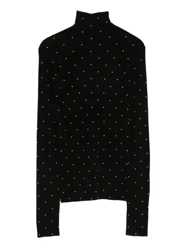 Rabanne Second-skin Studded Knit Turtleneck - Black