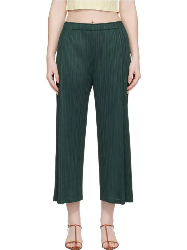 PLEATS PLEASE BY ISSEY MIYAKE Pleated Cropped Trousers - Green
