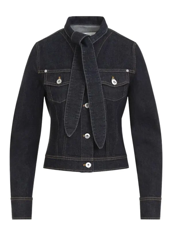 LANVIN Contrast Stitched Buttoned Jacket - Navy Blue