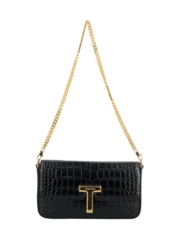 TOM FORD Shiny Stamped Embossed Wallis Mini Bag - Black