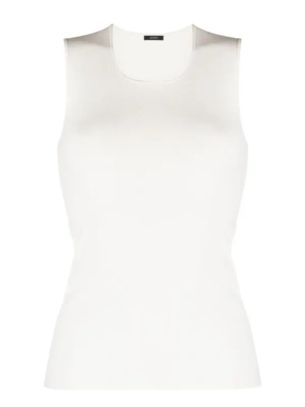 JOSEPH Knitted Stretch-silk U-neck Top - White