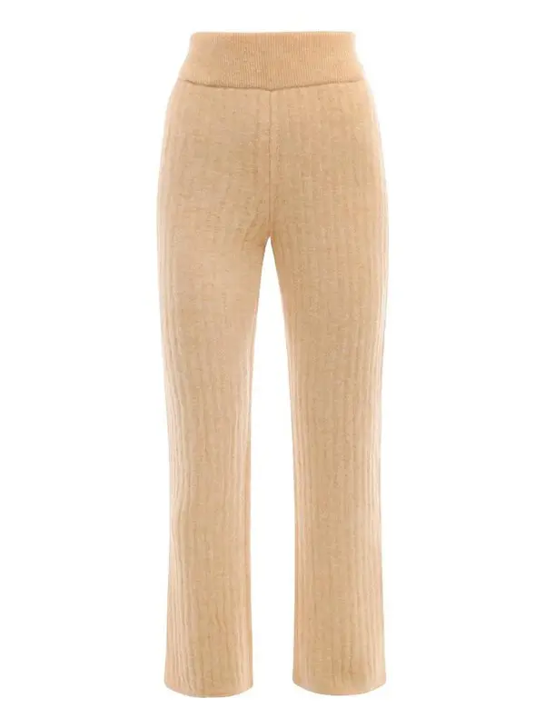 Nanushka Ribbed Knit Wool Trousers - Nude