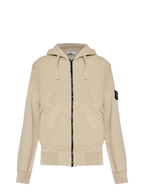 Stone Island Logo-patch Zip-up Hoodie - Nude
