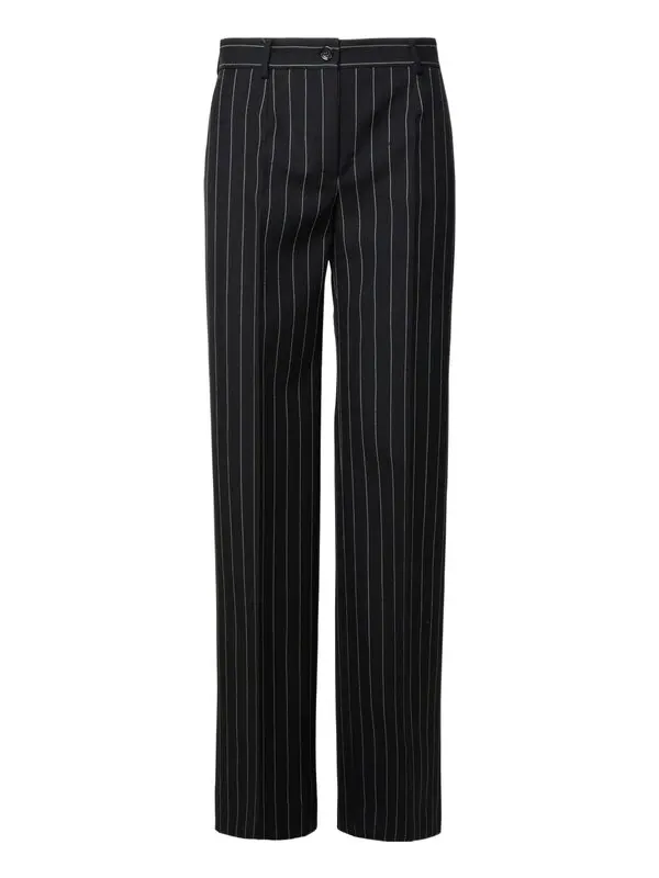 Dolce & Gabbana Pinstriped Straight Leg Pants - Black