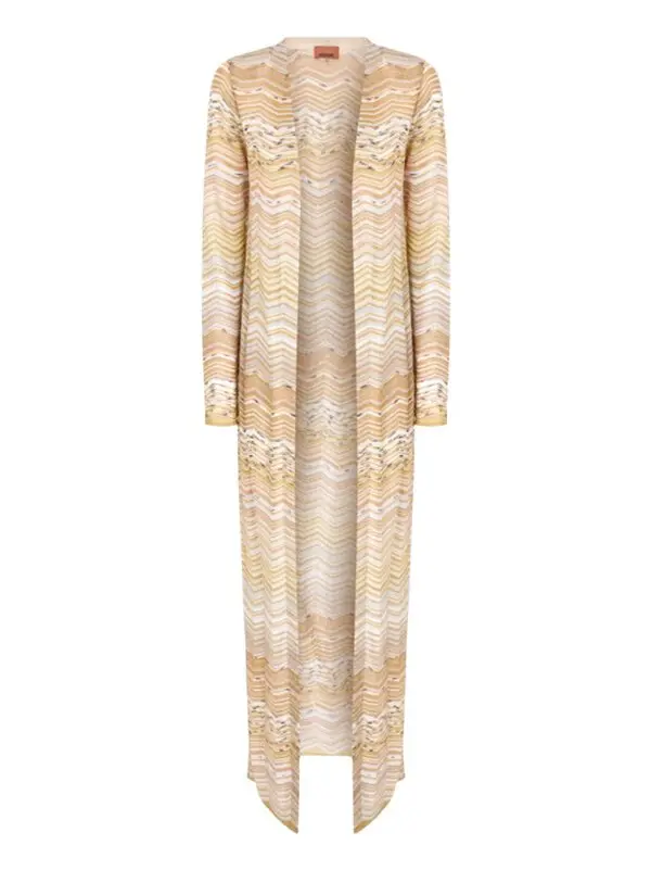 Missoni Long Chevron Knit Cardigan - Nude