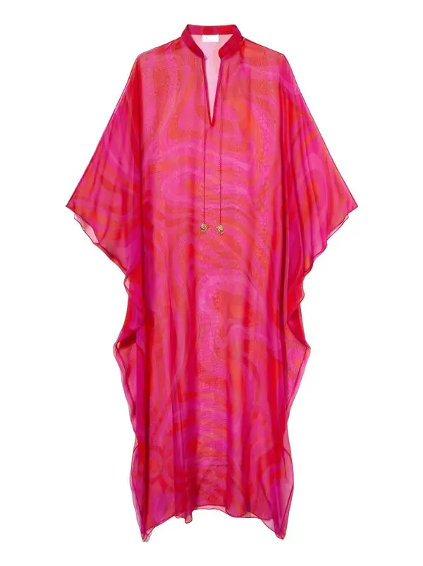 Emilio Pucci Marmo Print Kaftan - Bright Red, Magenta, Bright Orange