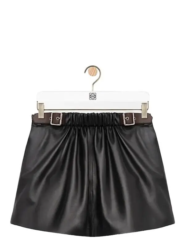 Loewe Belted Leather Skirt - Black