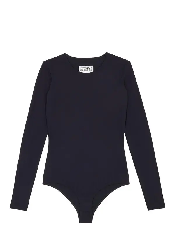MAISON MARGIELA Long-sleeve Crewneck Jeans Bodysuit - Black