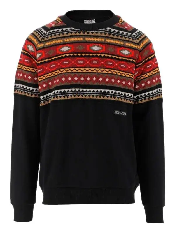 MARCELO BURLON COUNTY OF MILAN Logo Patch Intarsia Jumper - Black